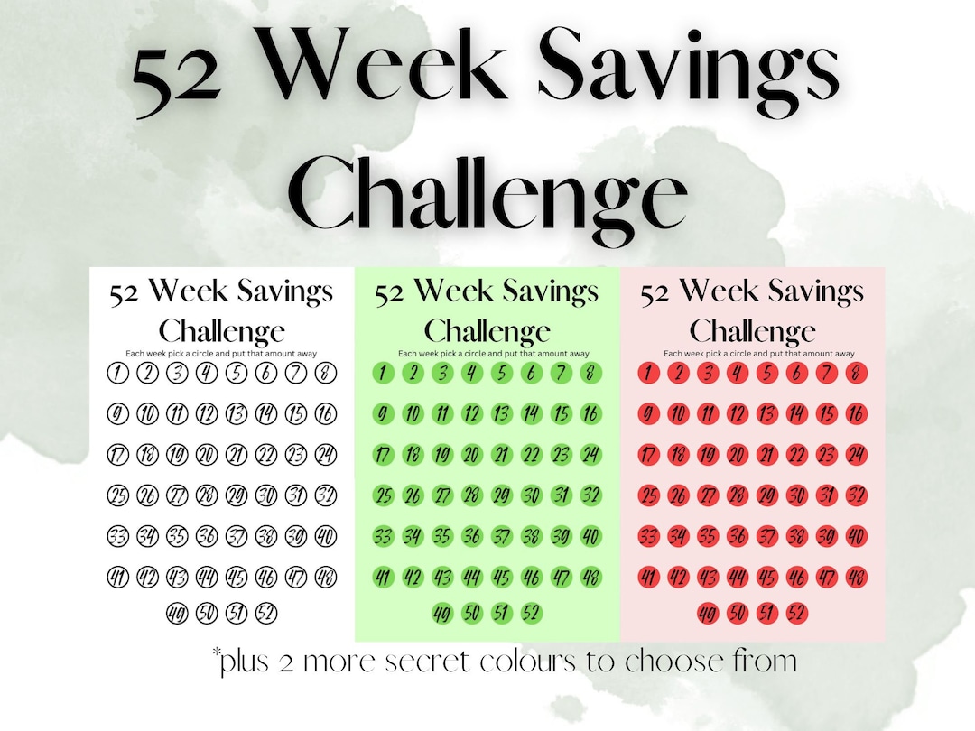 52 Week Savings Challenge | Savings Challenges | Budgeting Challenges ...
