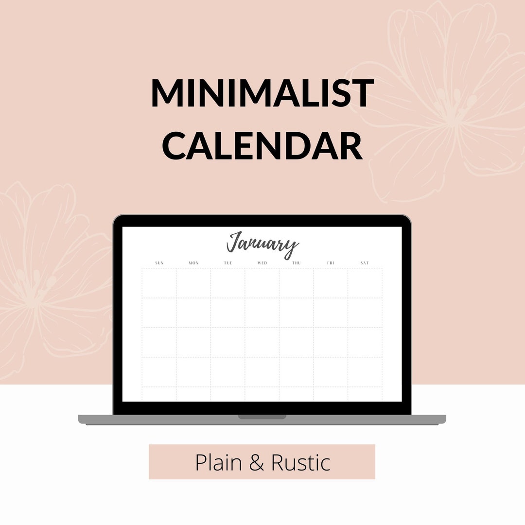 Minimalist Calendar, Plain Calendar, Rustic Calendar, Undated Calendar ...