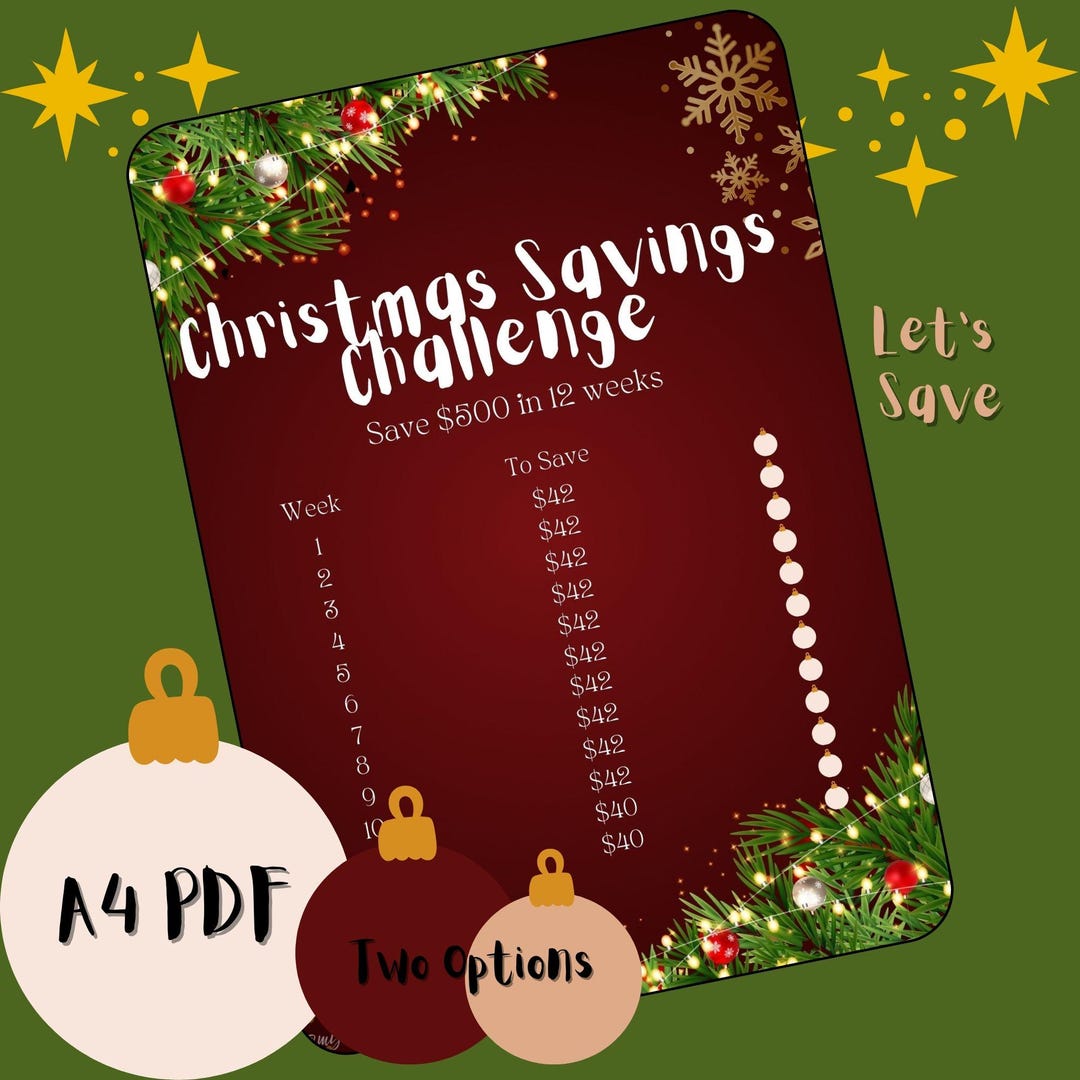 Christmas Savings Challenge, Save Money Challenge - Etsy