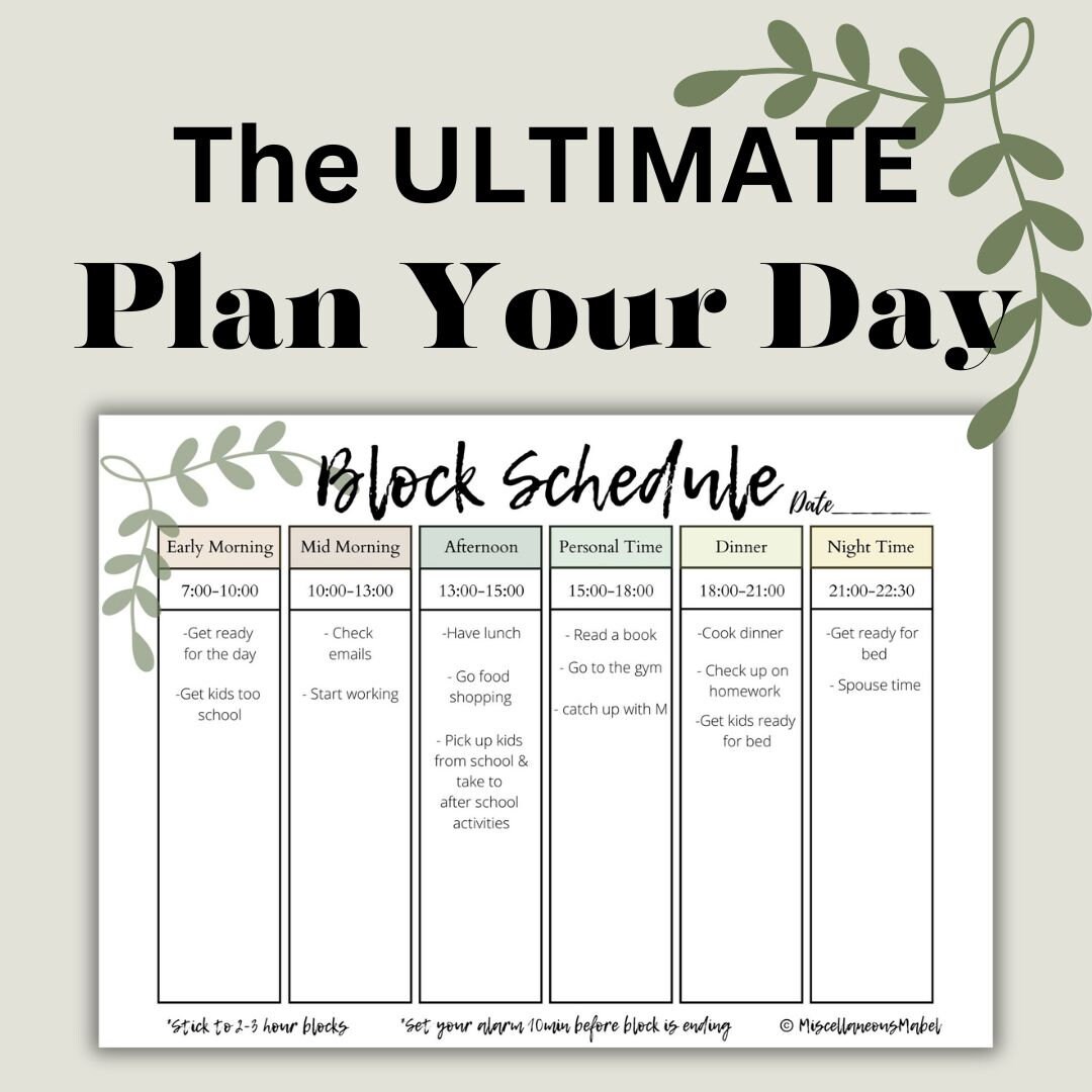 Earthy Colour Block Schedule, Plan Your Day, Block Schedule Planner - Etsy