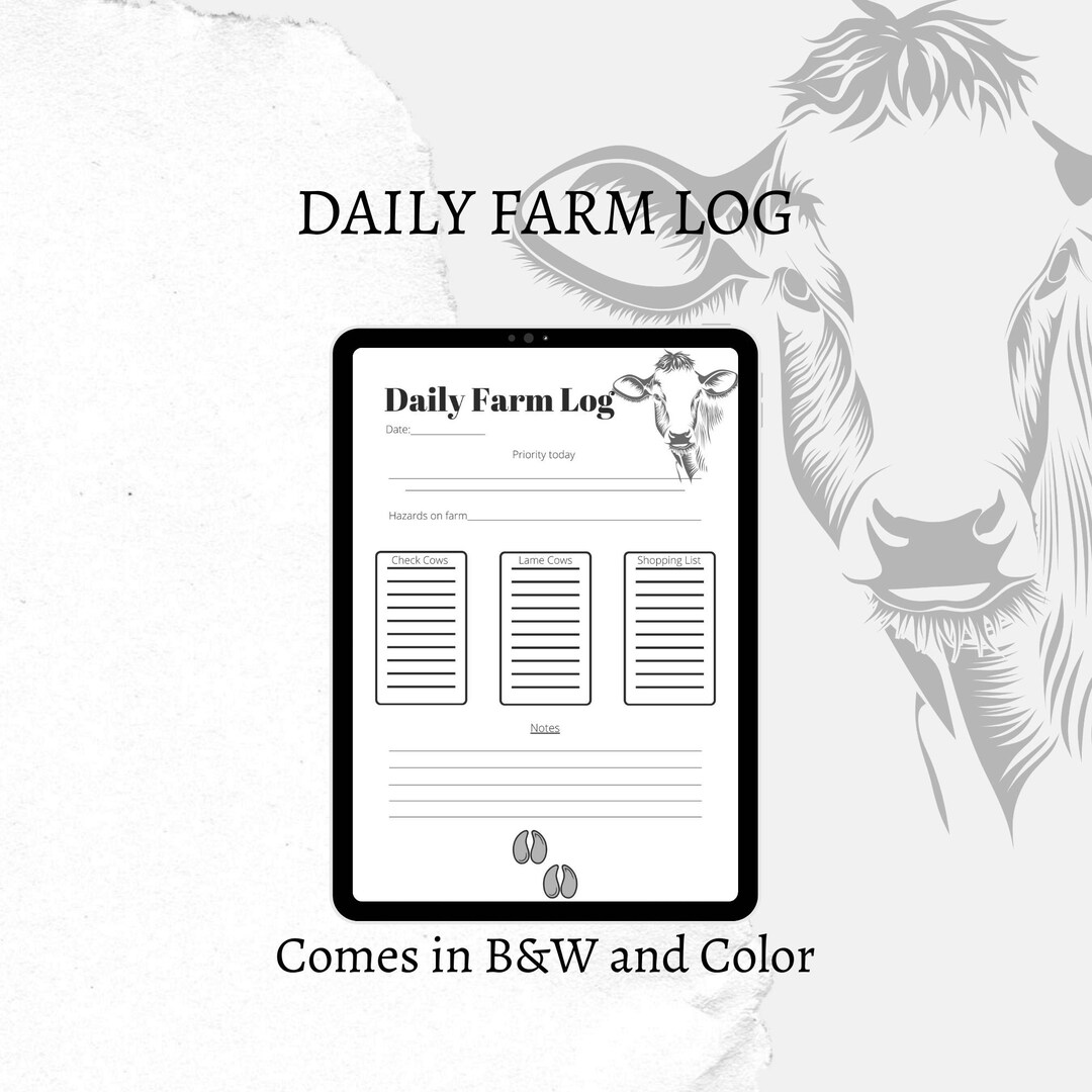 Daily Farm Log , Farm Living, Farm Report, Cow Report - Etsy