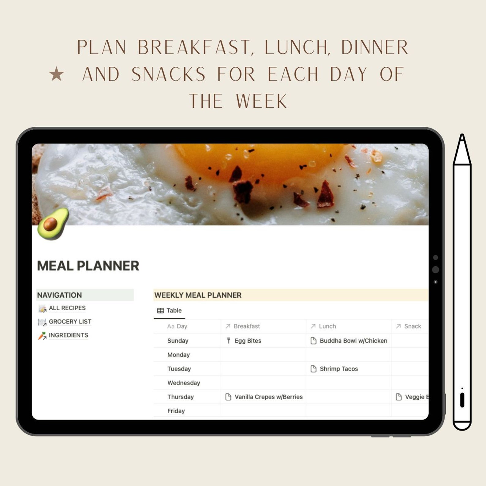Notion Meal Plan Template | Notion Digital Meal Dashboard | Notion ...