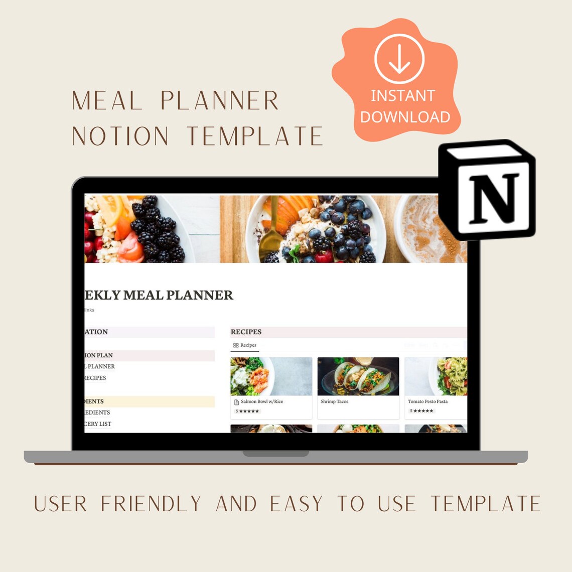 Notion Meal Plan Template | Notion Digital Meal Dashboard | Notion ...