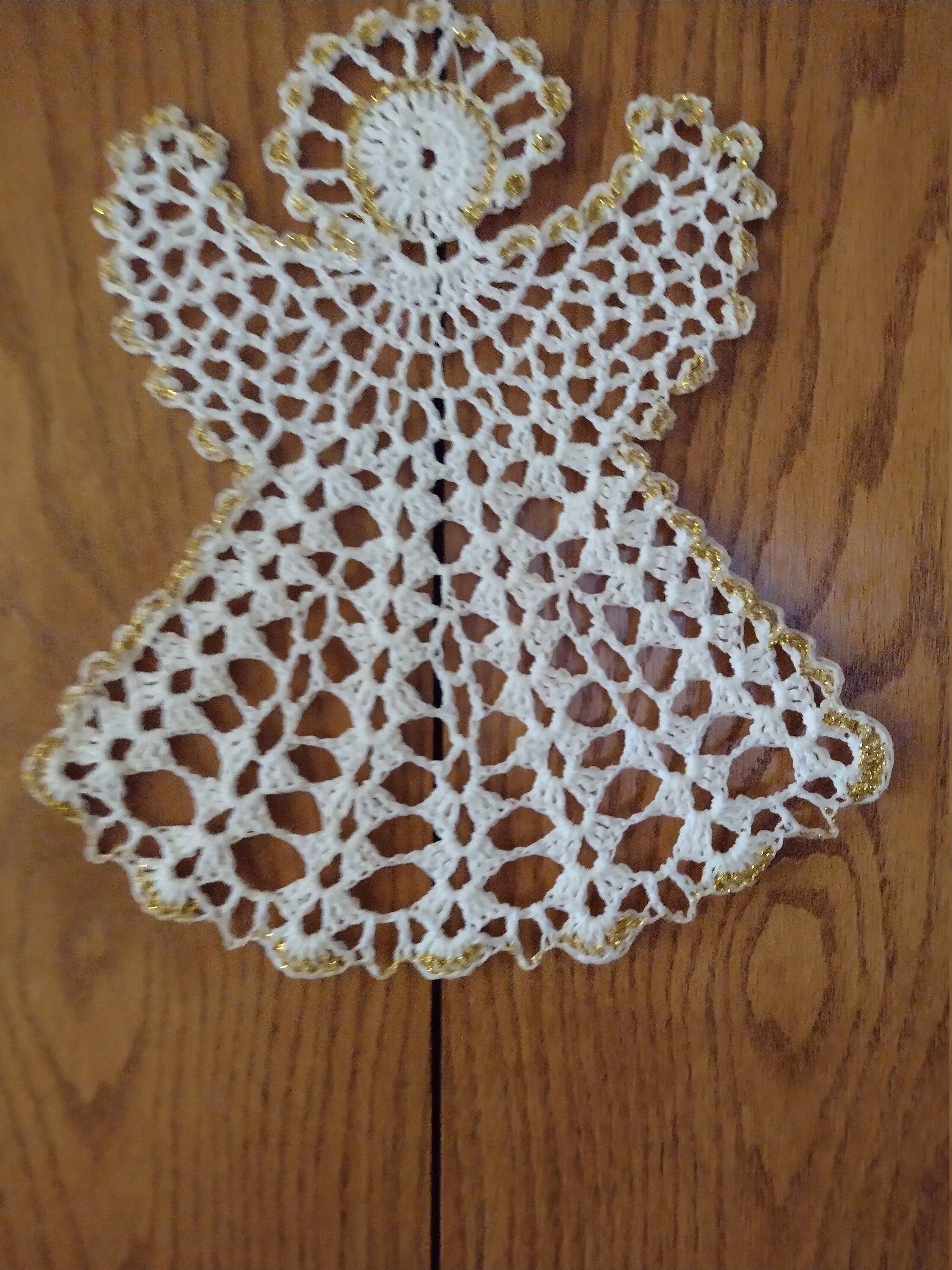 Large Crochet Angel W/gold Trim - Etsy