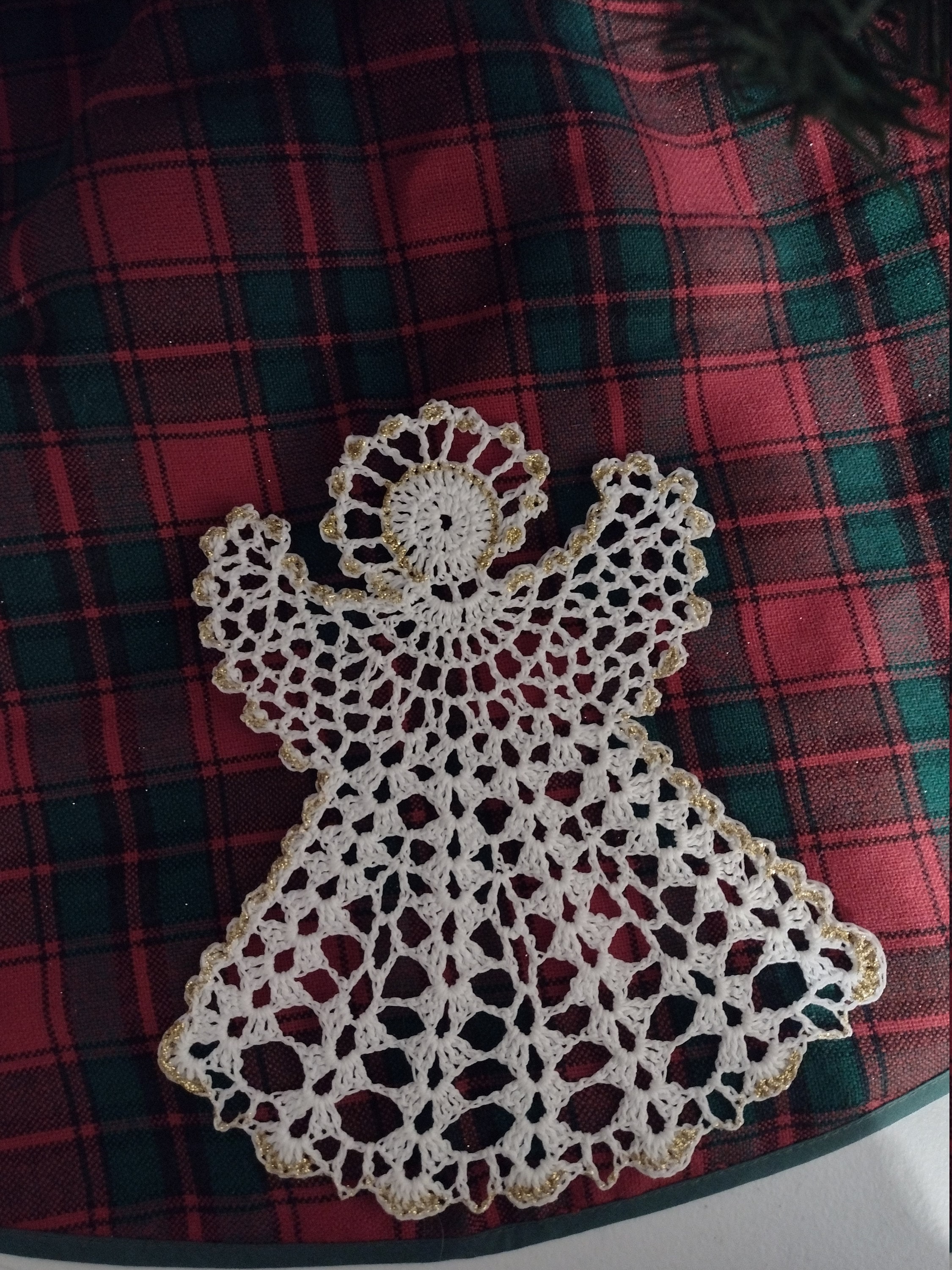 Large Crochet Angel W/gold Trim - Etsy