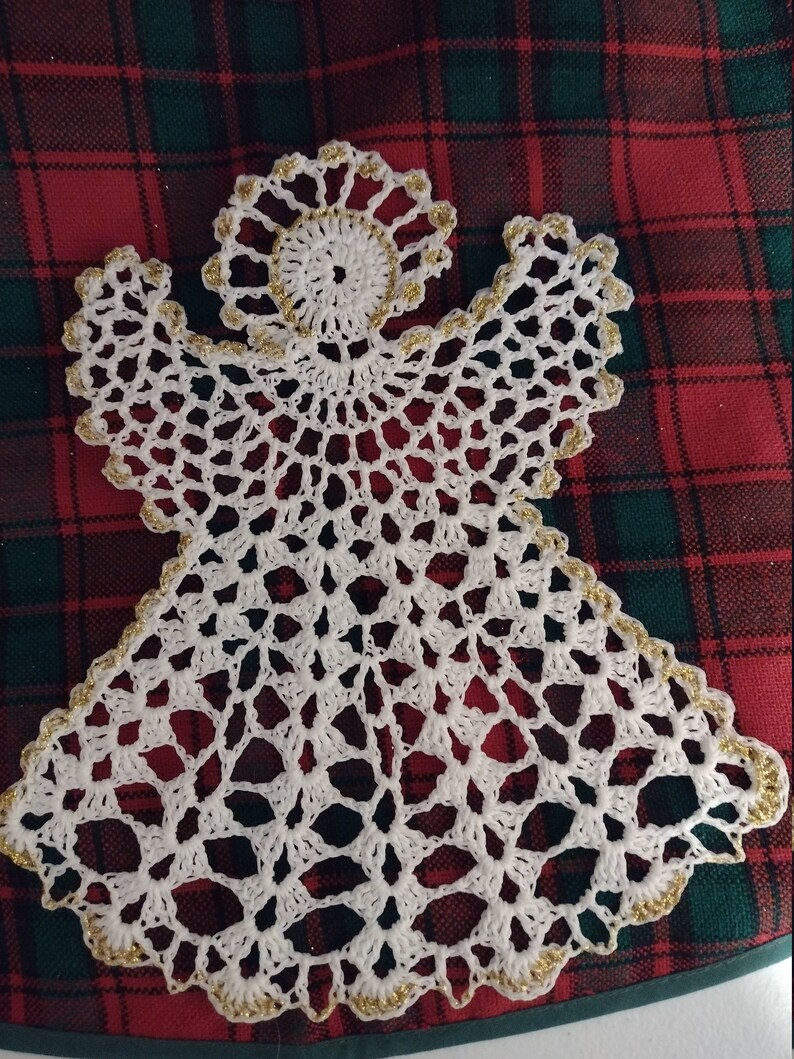 Large Crochet Angel W/gold Trim - Etsy