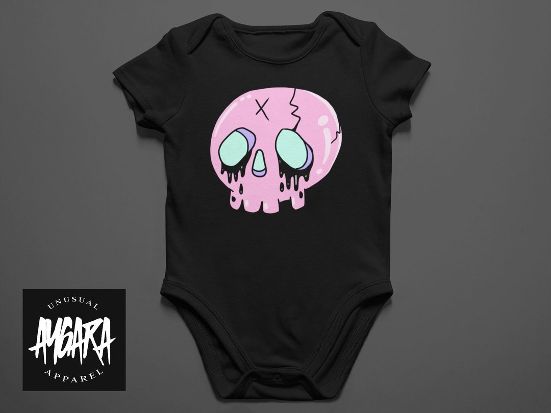 Baby "pastel Goth Pink Skull" Black Onesie - Etsy