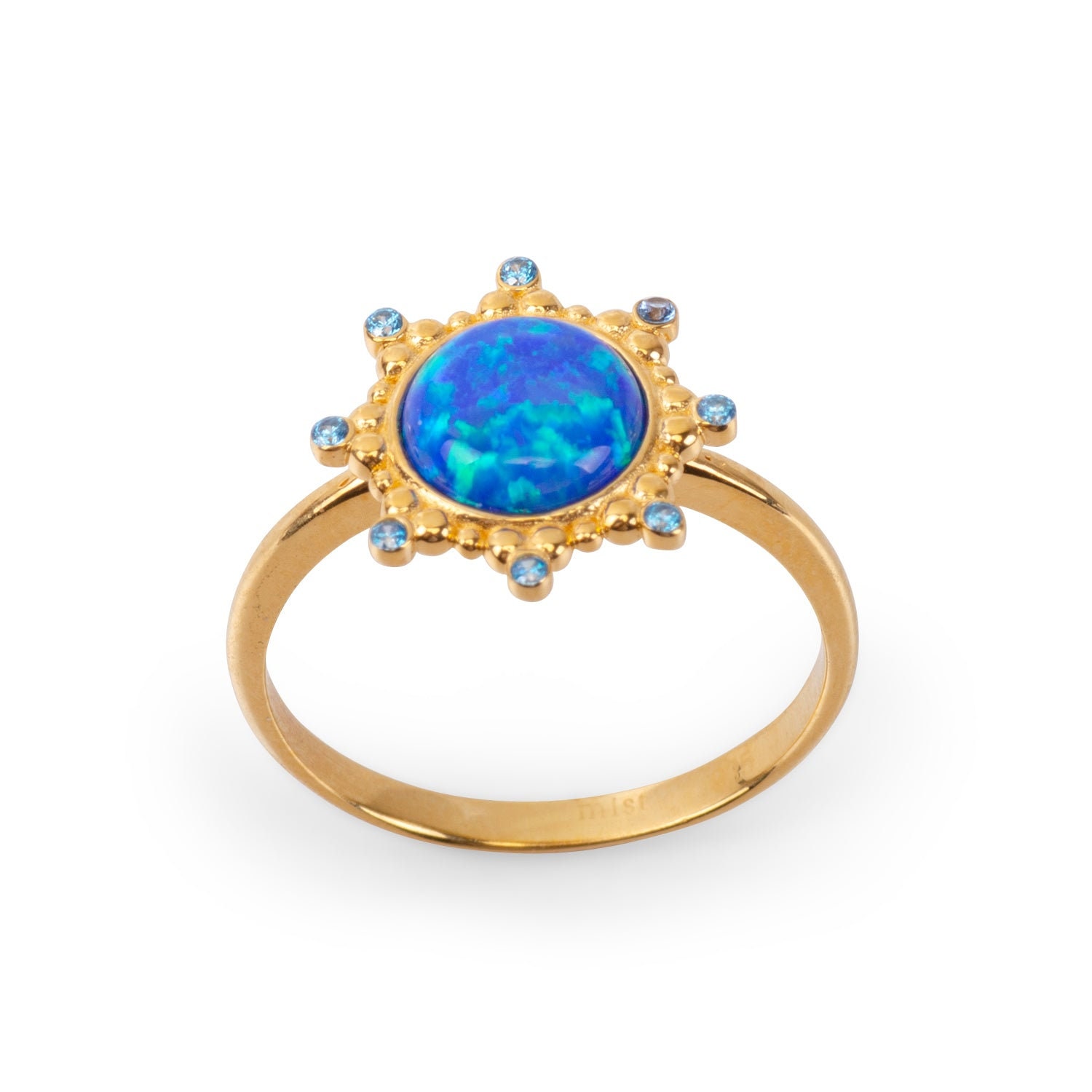 Starlight Blue Fire Opal Ring 24K Gold Vermeil Ring Elegant - Etsy