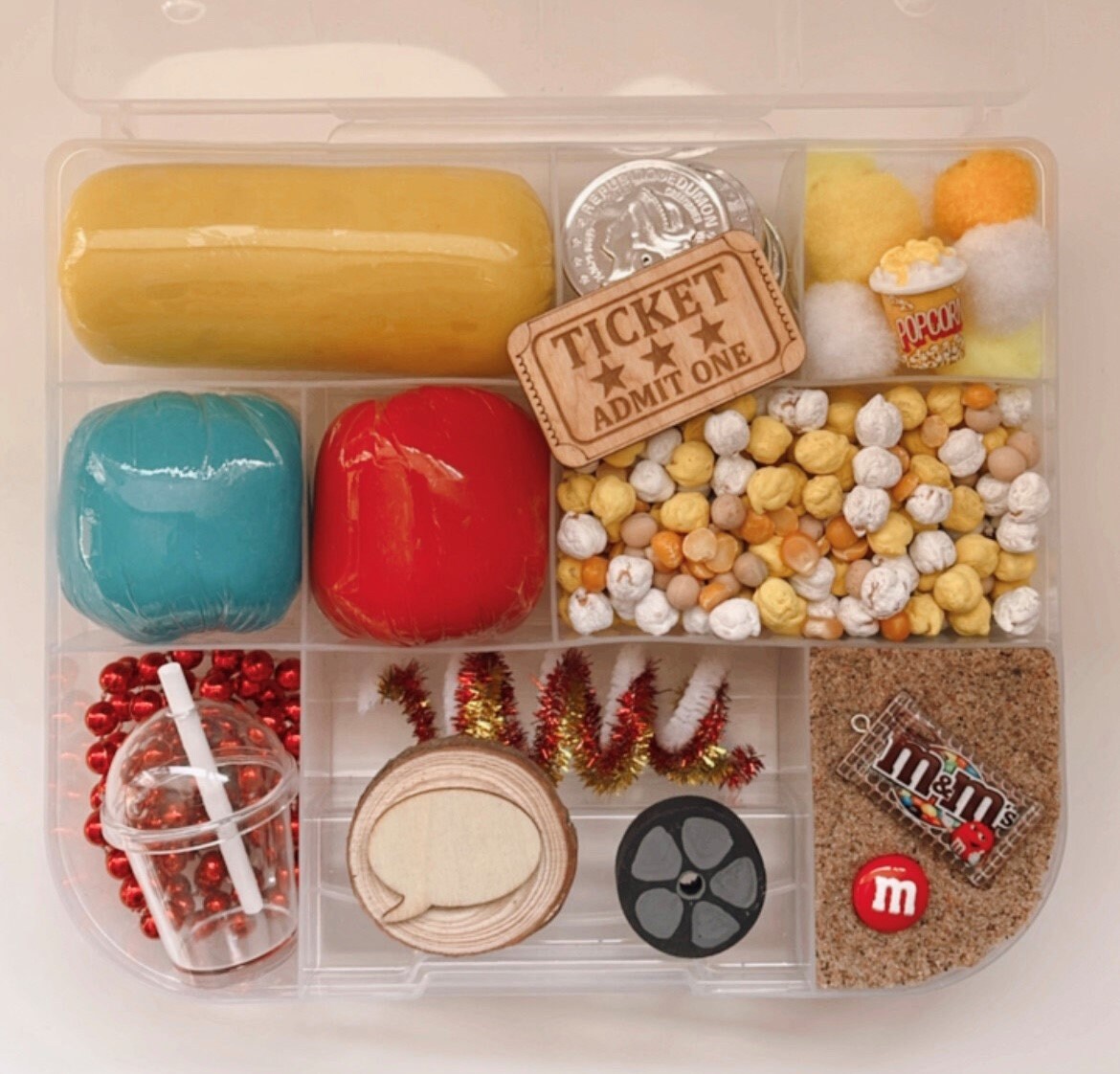 Movie Night Sensory Playdough Kit: Handmade Dough, Wooden Ticket - Etsy