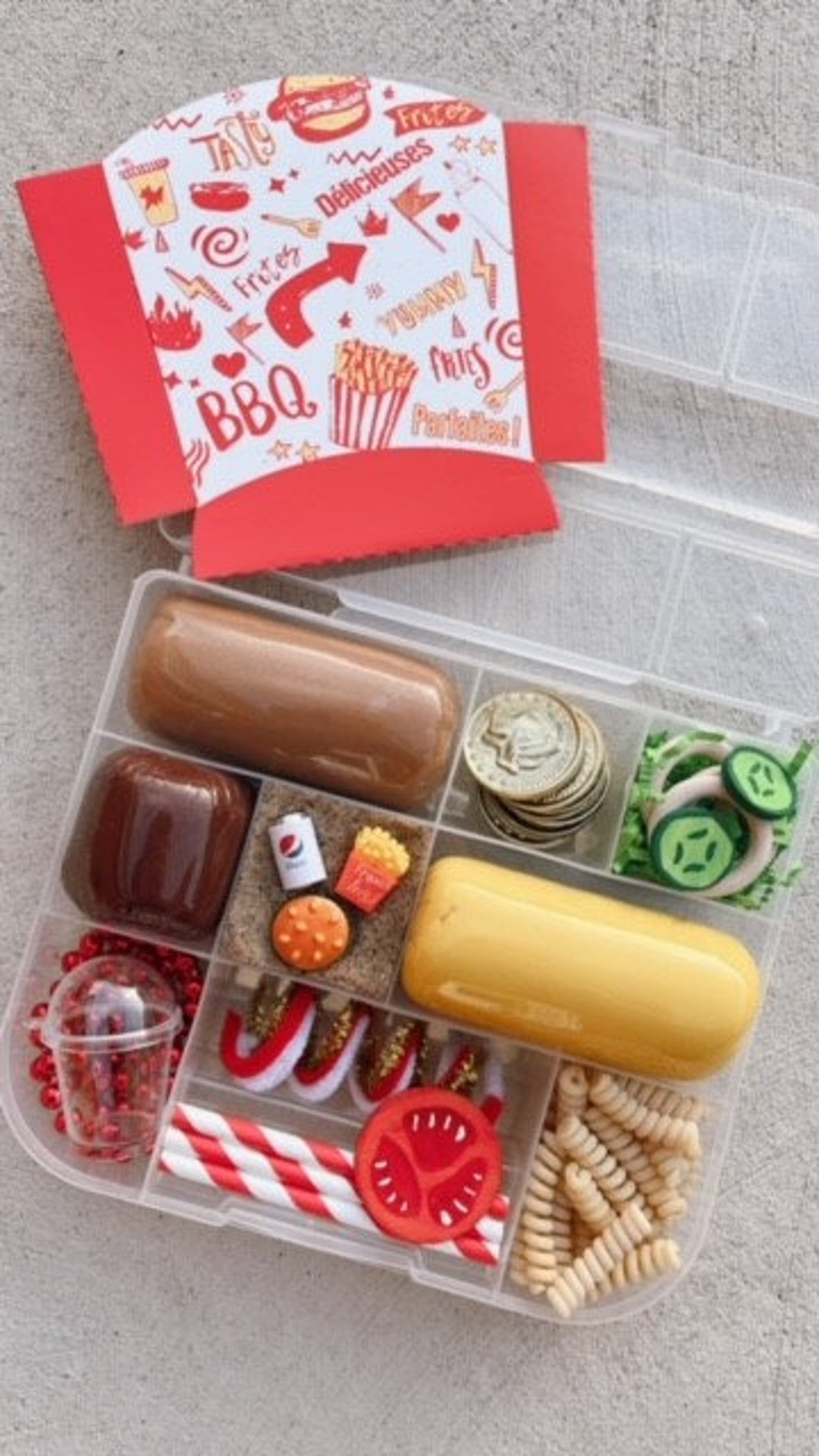 Fast Food Playdough Kit Hamburger Pop Soda French Fries Pretend Food ...