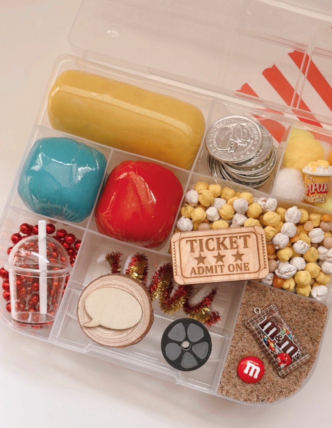 Movie Night Sensory Playdough Kit: Handmade Dough, Wooden Ticket - Etsy