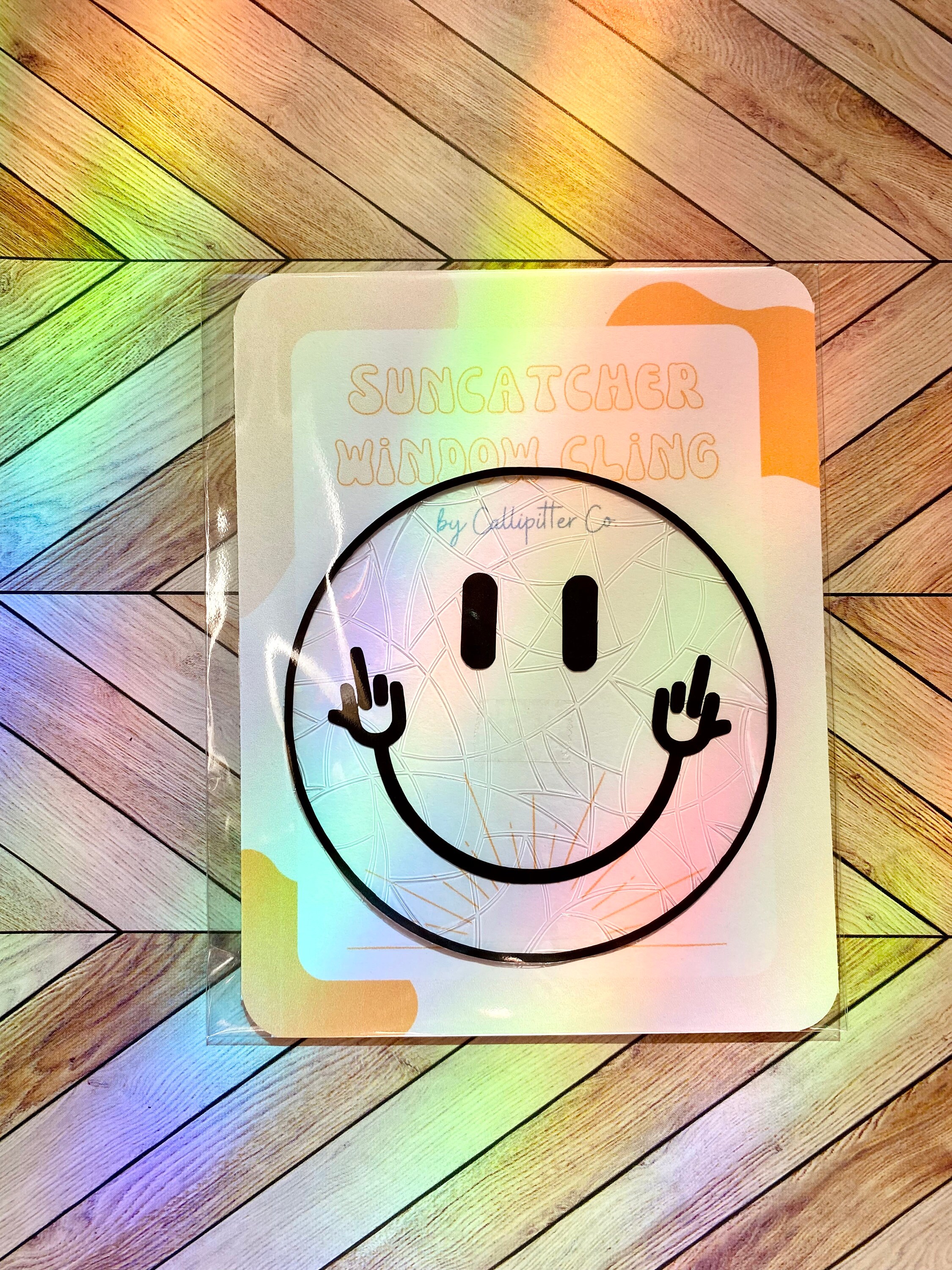 Smiley Face Sun Catcher Sticker - Etsy