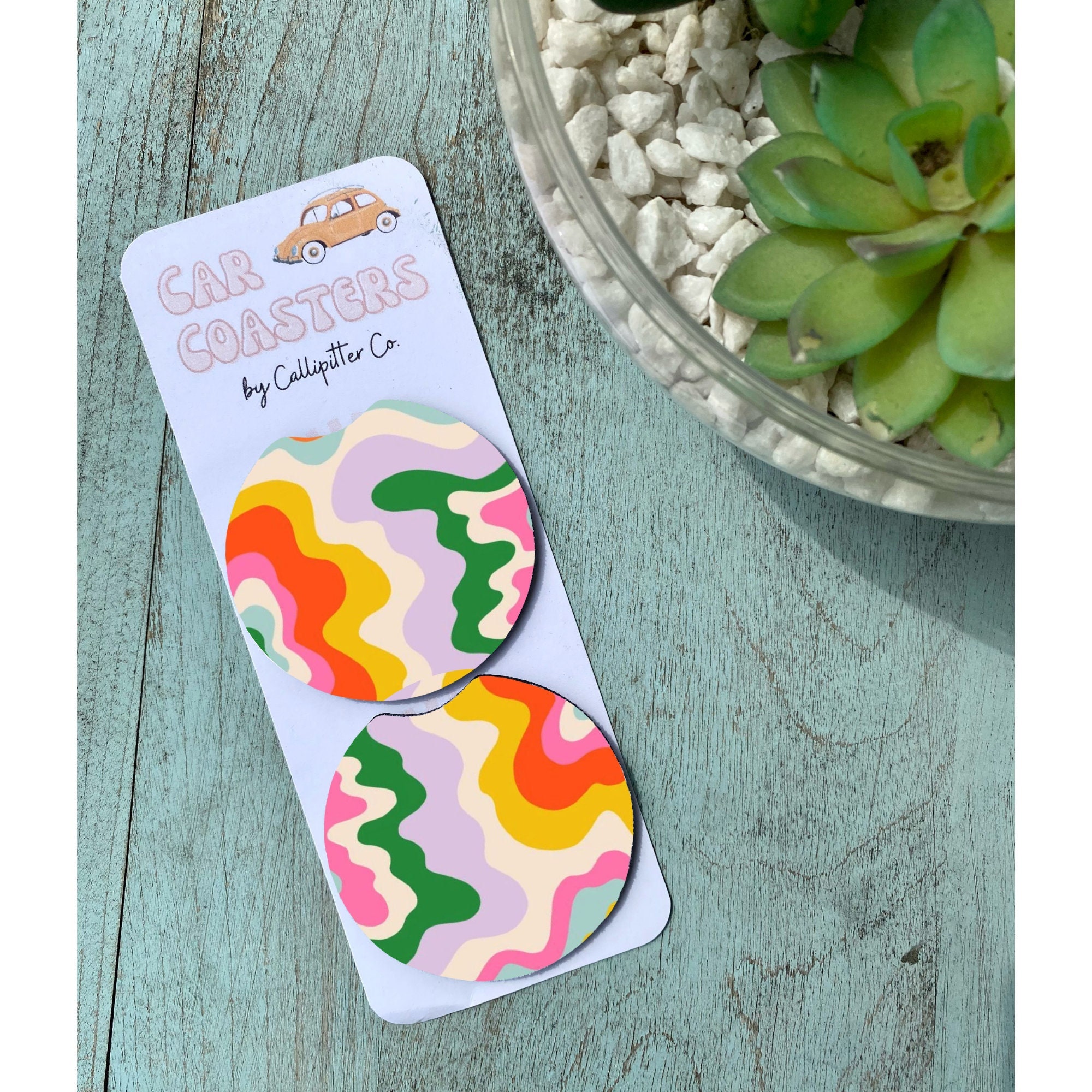 Groovy Car Accessories Retro Swirl Car Coasters Set of 2 Car - Etsy