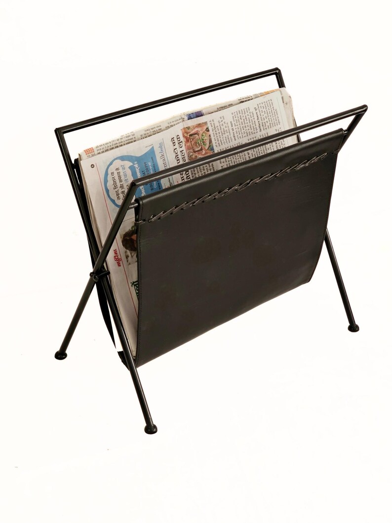 Folding Leather Magazine Rack: Vinyl Record Holder, Book Organizer - Etsy