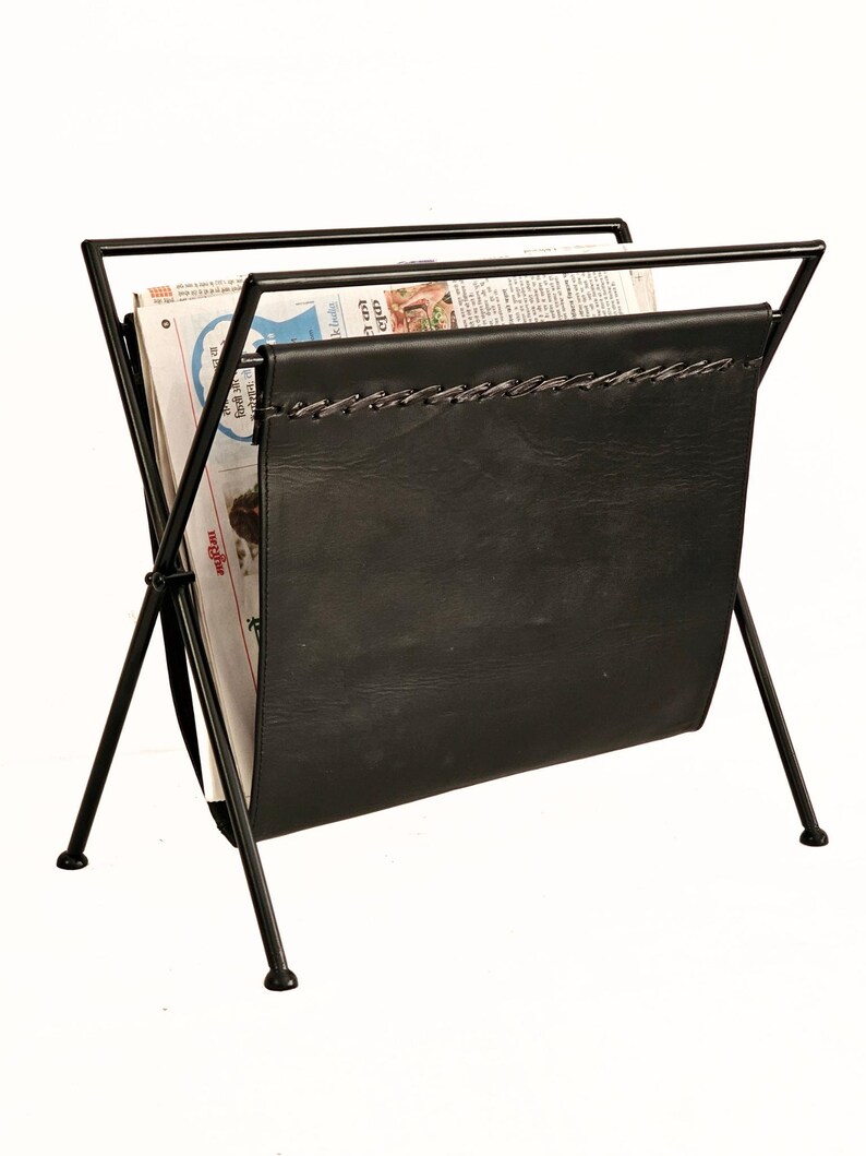 Folding Leather Magazine Rack: Vinyl Record Holder, Book Organizer - Etsy