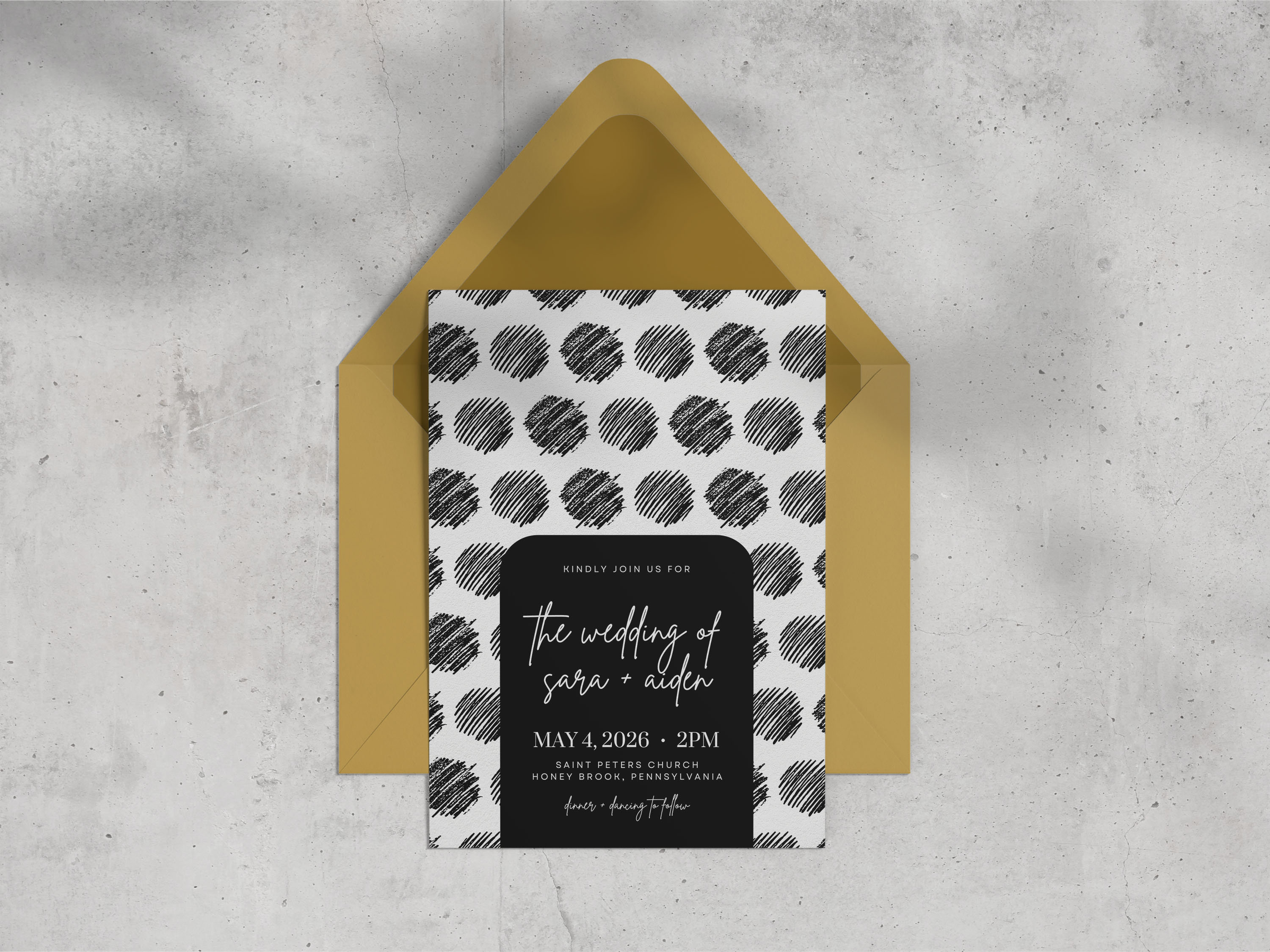 Modern Bold Wedding Invitation Template Black and White Fun - Etsy