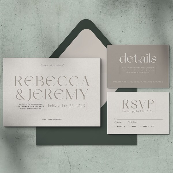 Horizontal Wedding Invitation Template - Etsy