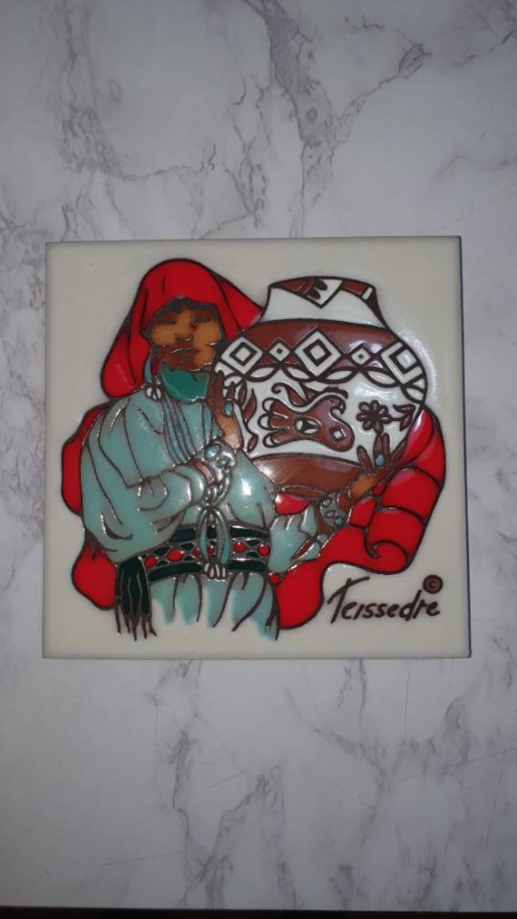 Cleo Teissedre Hand Painted Signed 4 Ceramic Tile | Etsy