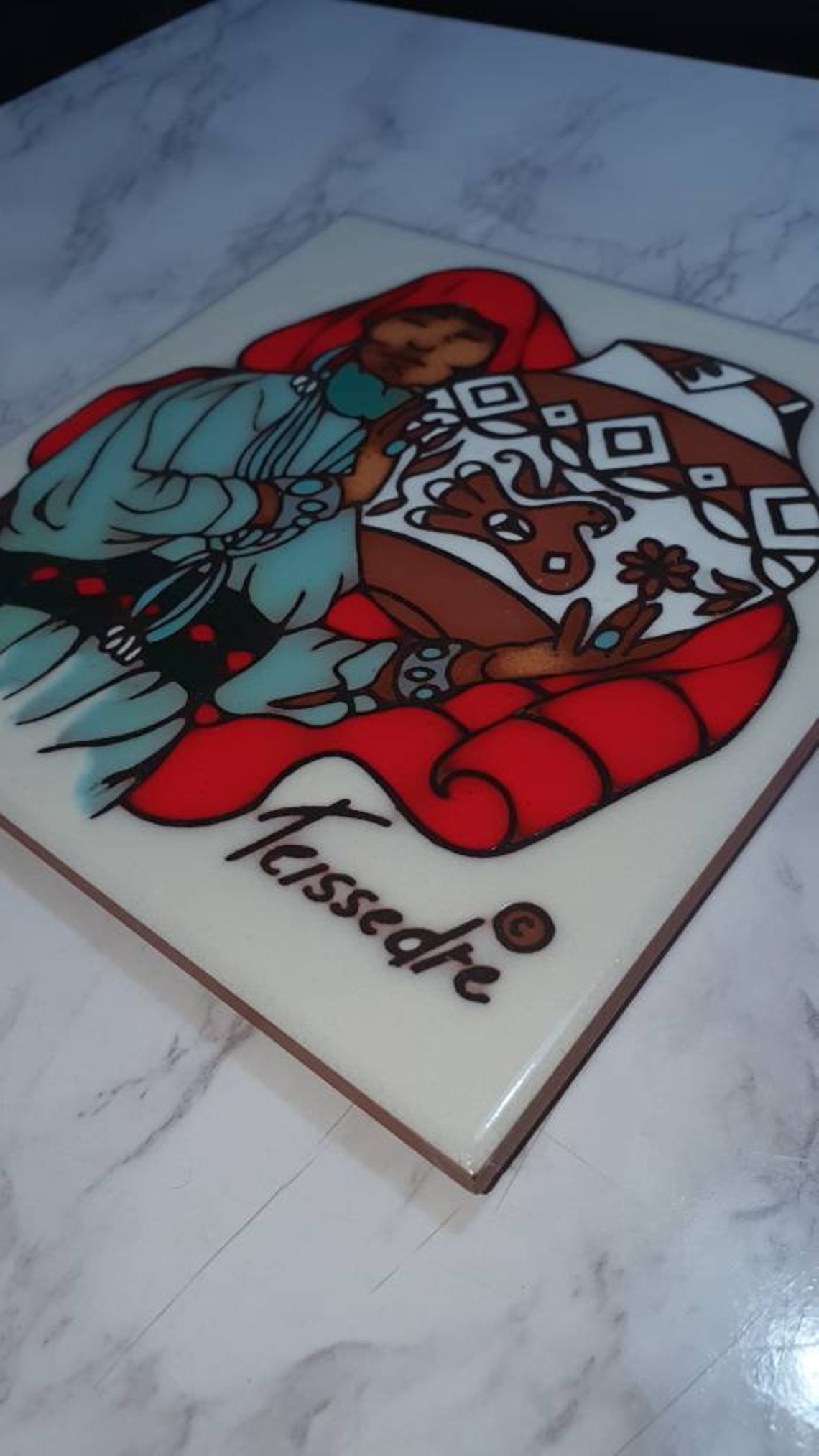 Cleo Teissedre Hand Painted Signed 4 Ceramic Tile - Etsy