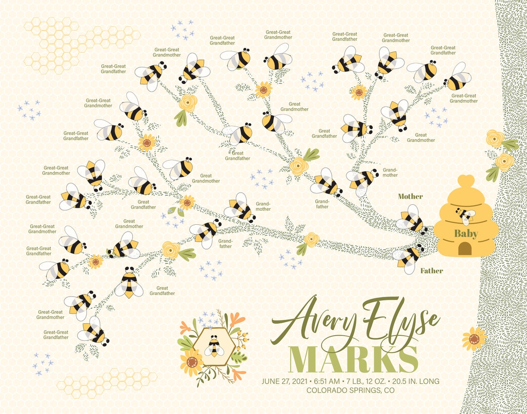 Family Tree 5-generation Honey Bee Patterns - Etsy
