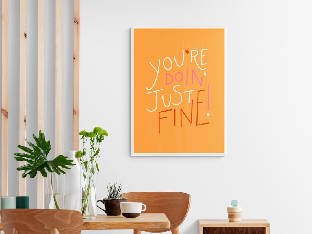 You're Doing Just Fine Orange and Pink Positive Inspirational Quote ...