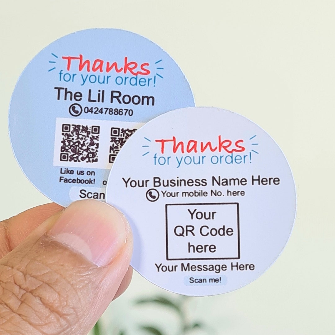 Thank You QR Code Business Stickers, Personalised, Social Media ...
