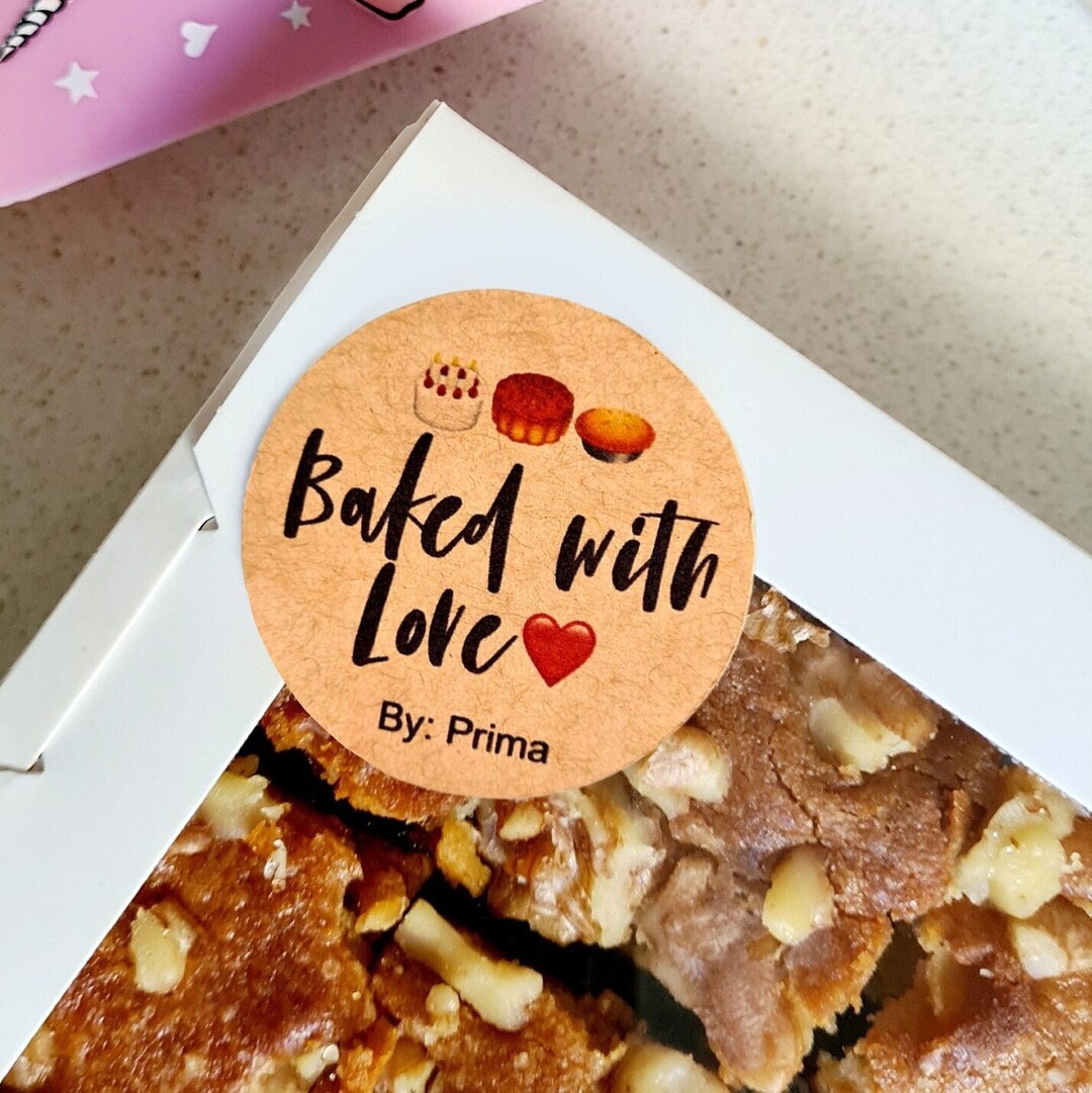 Custom Cake Labels, Baked With Love Stickers, Homemade With Love, Baked ...