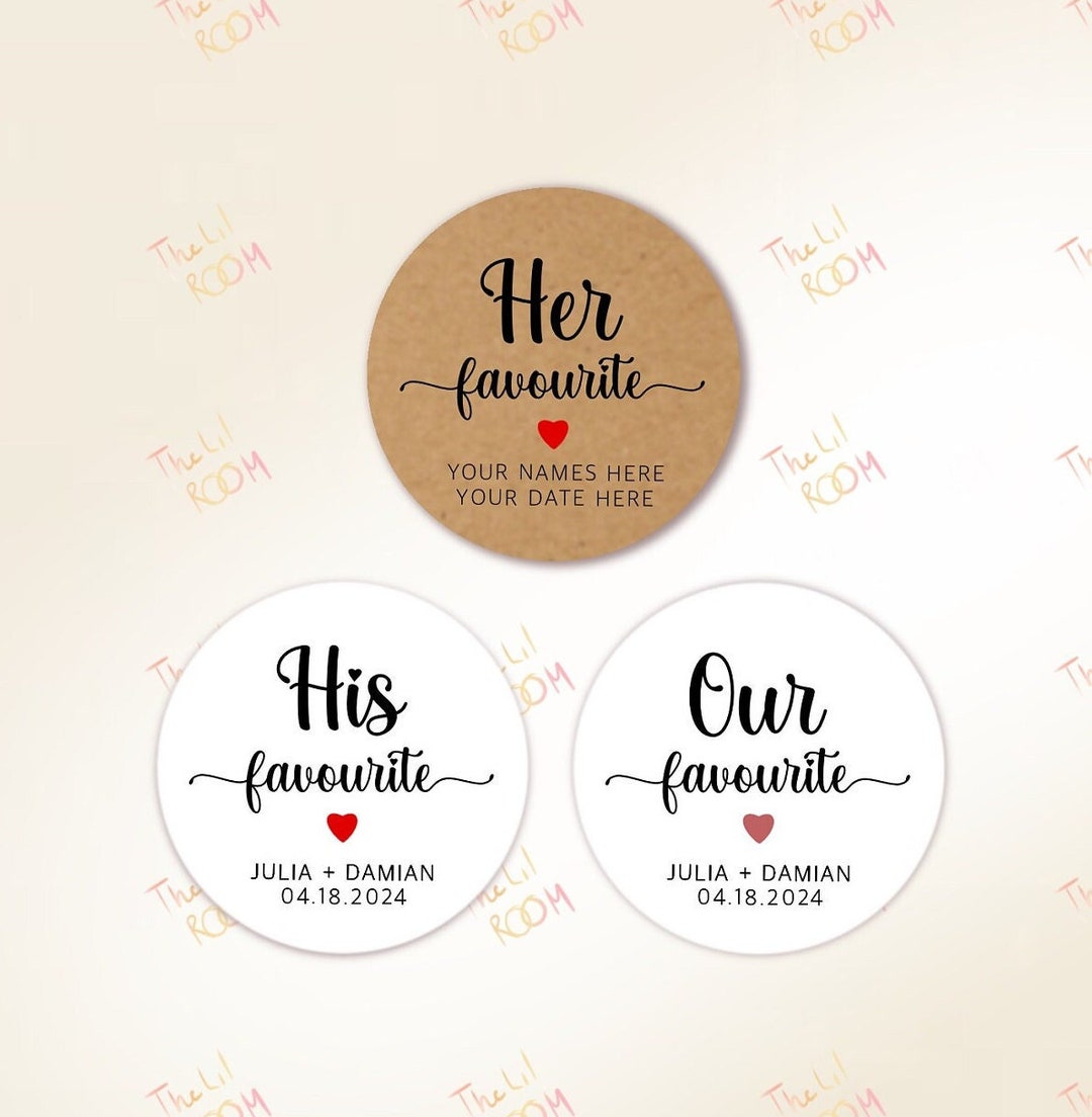 Our | Her | His Favourite Thank You Personalised Wedding Stickers ...