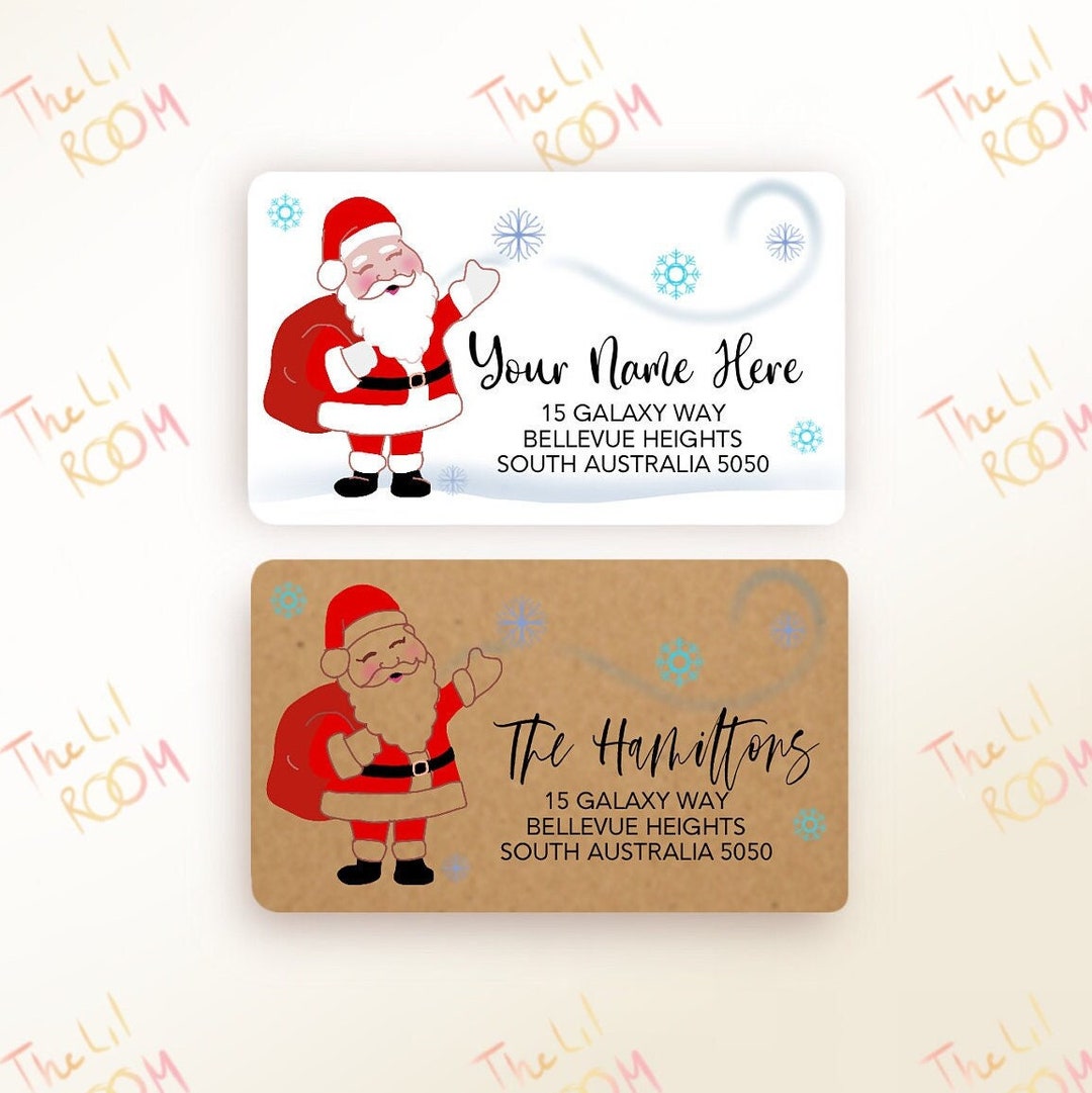 Christmas Address Stickers, Custom Santa Address Labels, Holiday Return ...