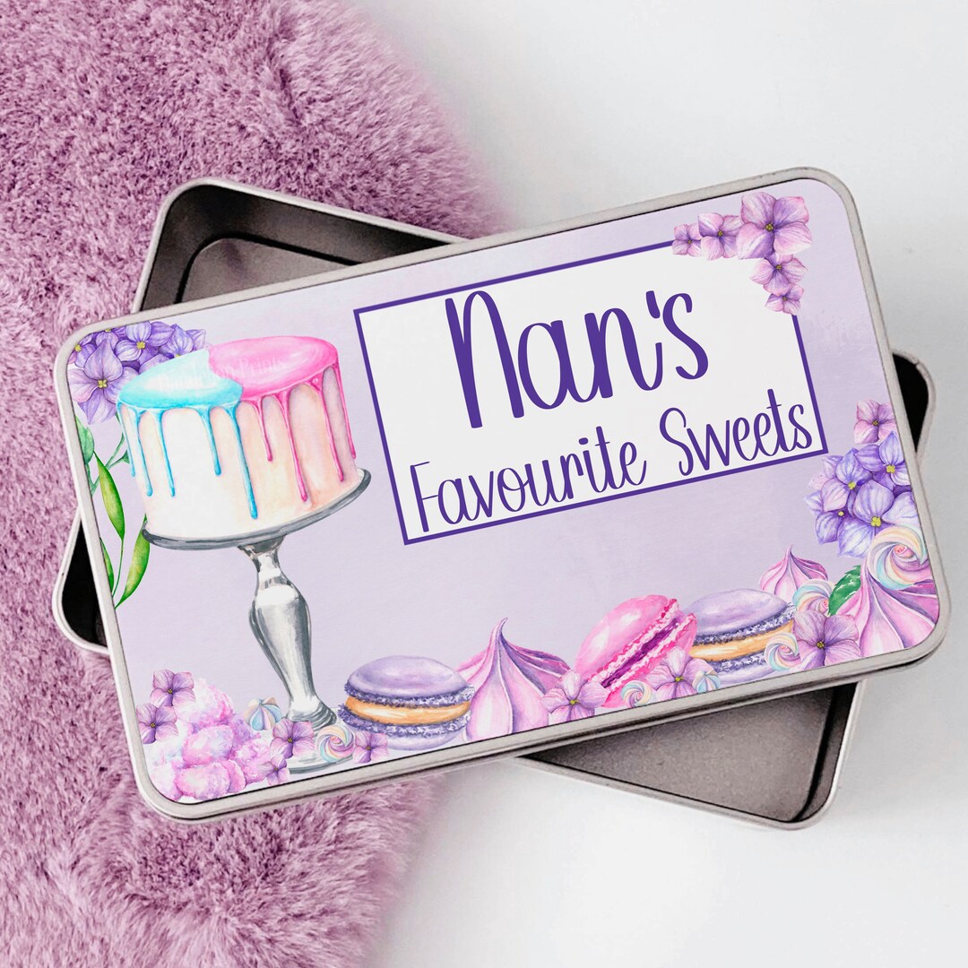 Nan’s Favourite Sweets Tin - Personalised Tin Featuring Sweet Treats ...