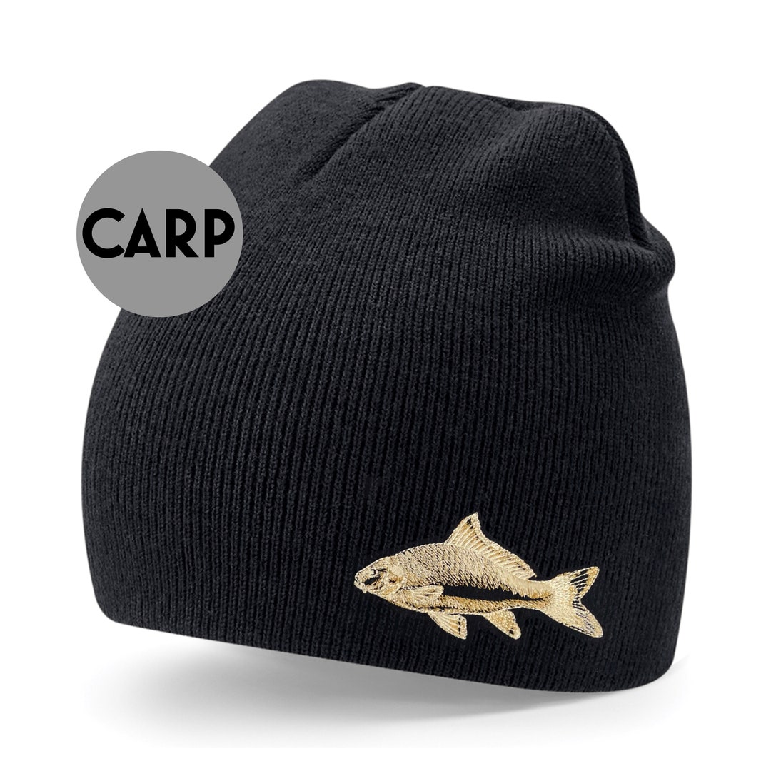 Unique Embroidered Fishing Beanie Hat - Carp, Perch, Pike, Salmon or ...