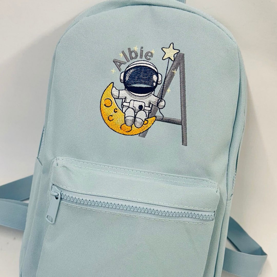 Personalised Children's Astronaut Space Backpack - Embroidered Moon ...