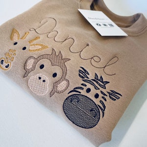 Embroidered Adorable Children's Zoo Animal Personalised Sweater: Monkey ...