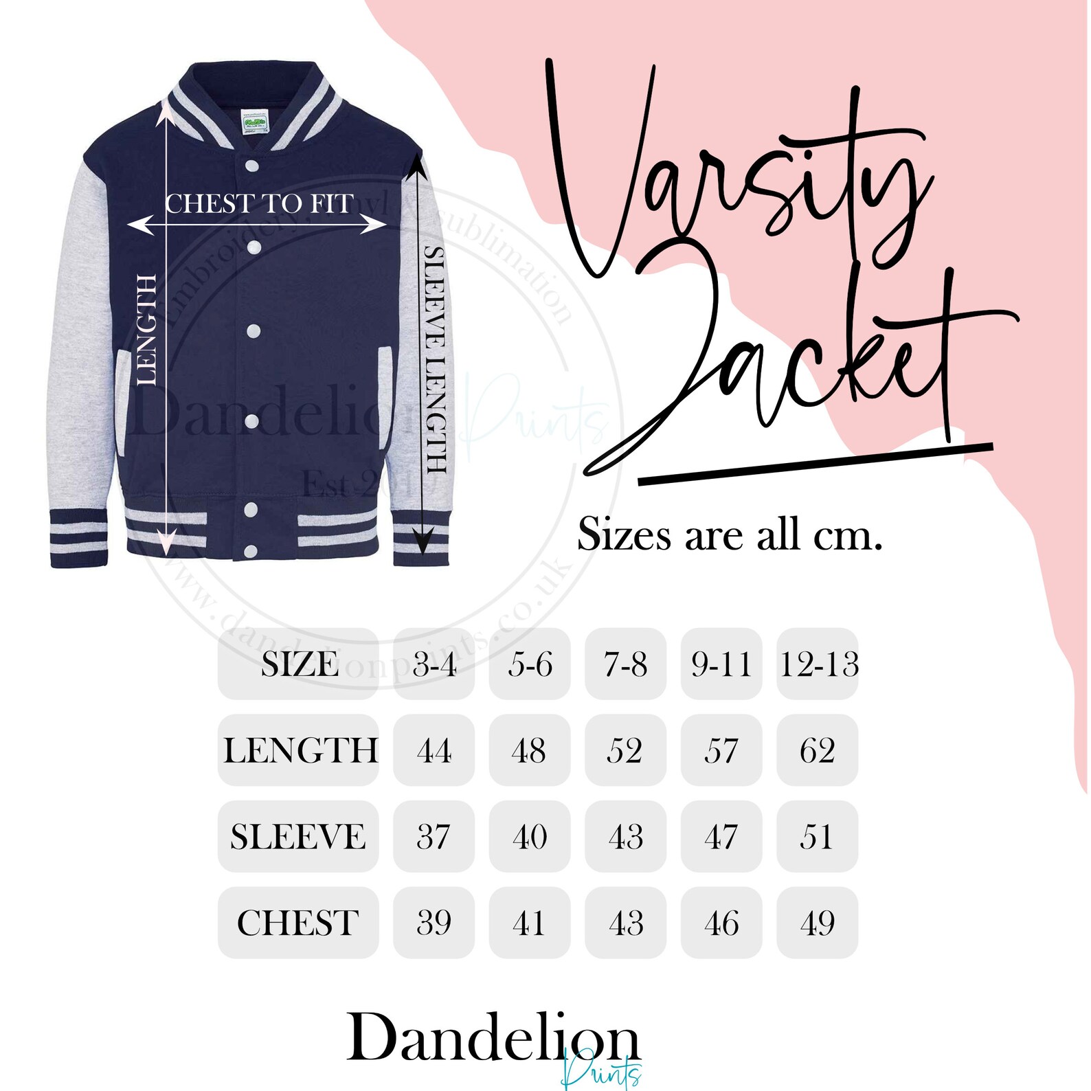 Personalised Girls Varsity Jacket With Initial and Heart Design | Kids ...