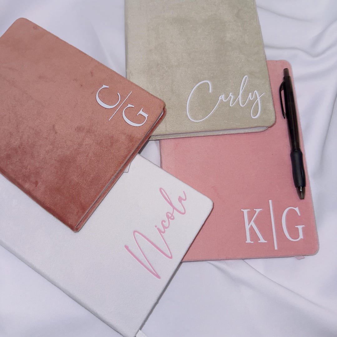 Custom Velvet Notebook - 80 Lined Pages - Personalised Name or Initials ...