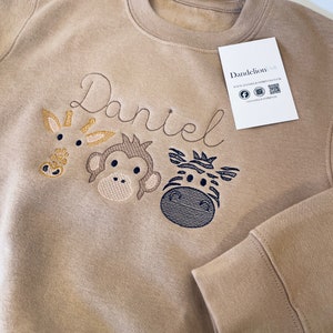 Embroidered Adorable Children's Zoo Animal Personalised Sweater: Monkey ...