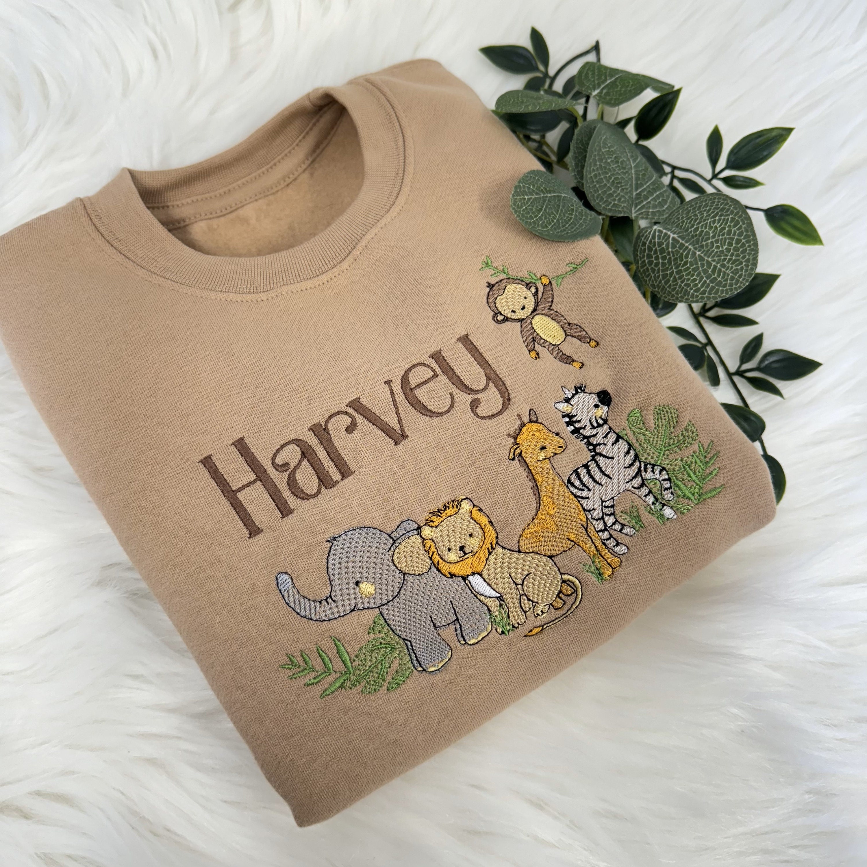 Gorgeous Safari Animal Embroidered Sweater - Super Soft & Personalised ...