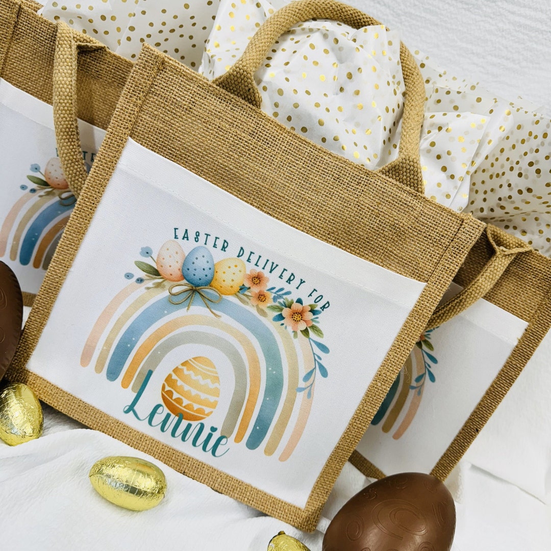 Children’s Personalised Easter Egg Hunt Gift Bag. Printed Easter ...