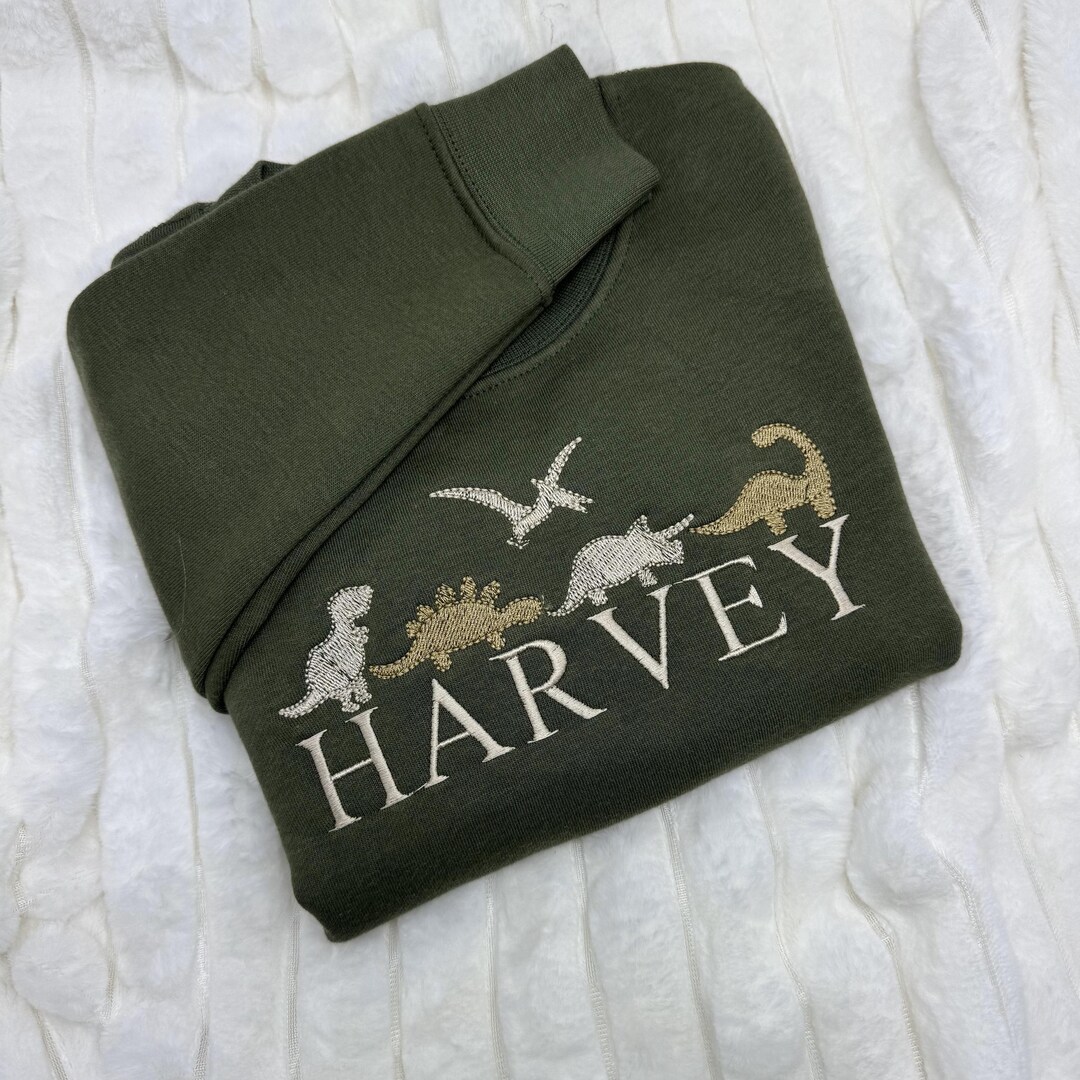 Embroidered Dinosaurs Children's Sweater Personalised With a Name. Dino ...