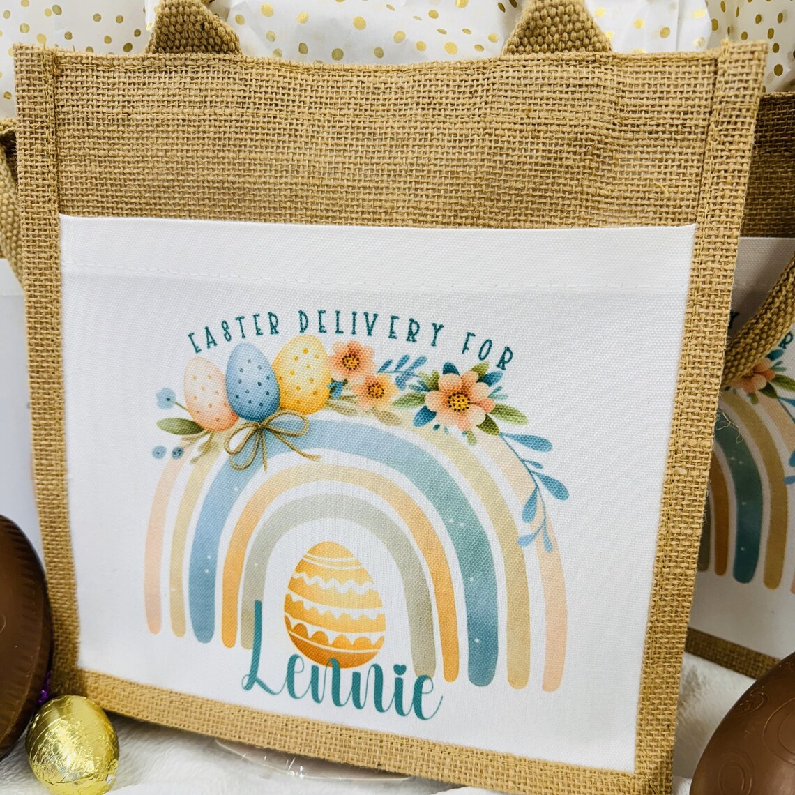 Children’s Personalised Easter Egg Hunt Gift Bag. Printed Easter ...