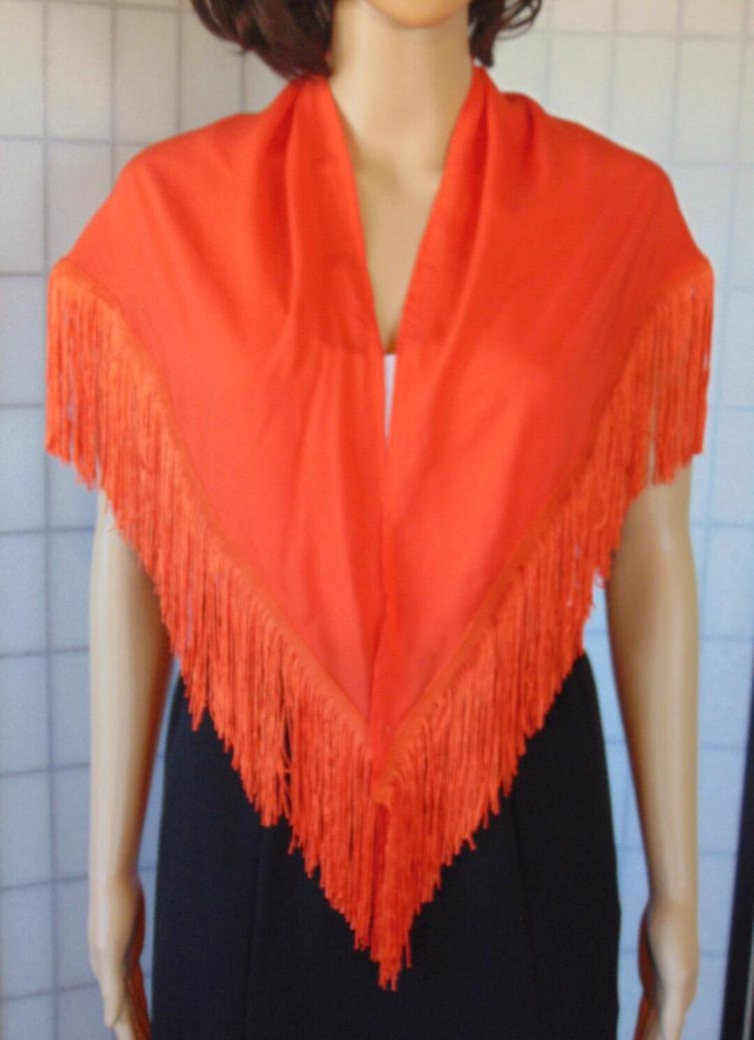 Full Sized Orange Pico Shawl With 6 Inch Fringe - Etsy