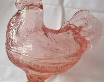 Pink Glass Chicken | Etsy
