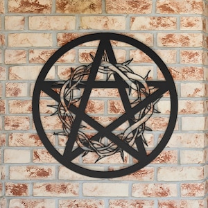 Wiccan Pagan Pentacle Pentagram Crown of Thorns Wall Art Occult Metal ...