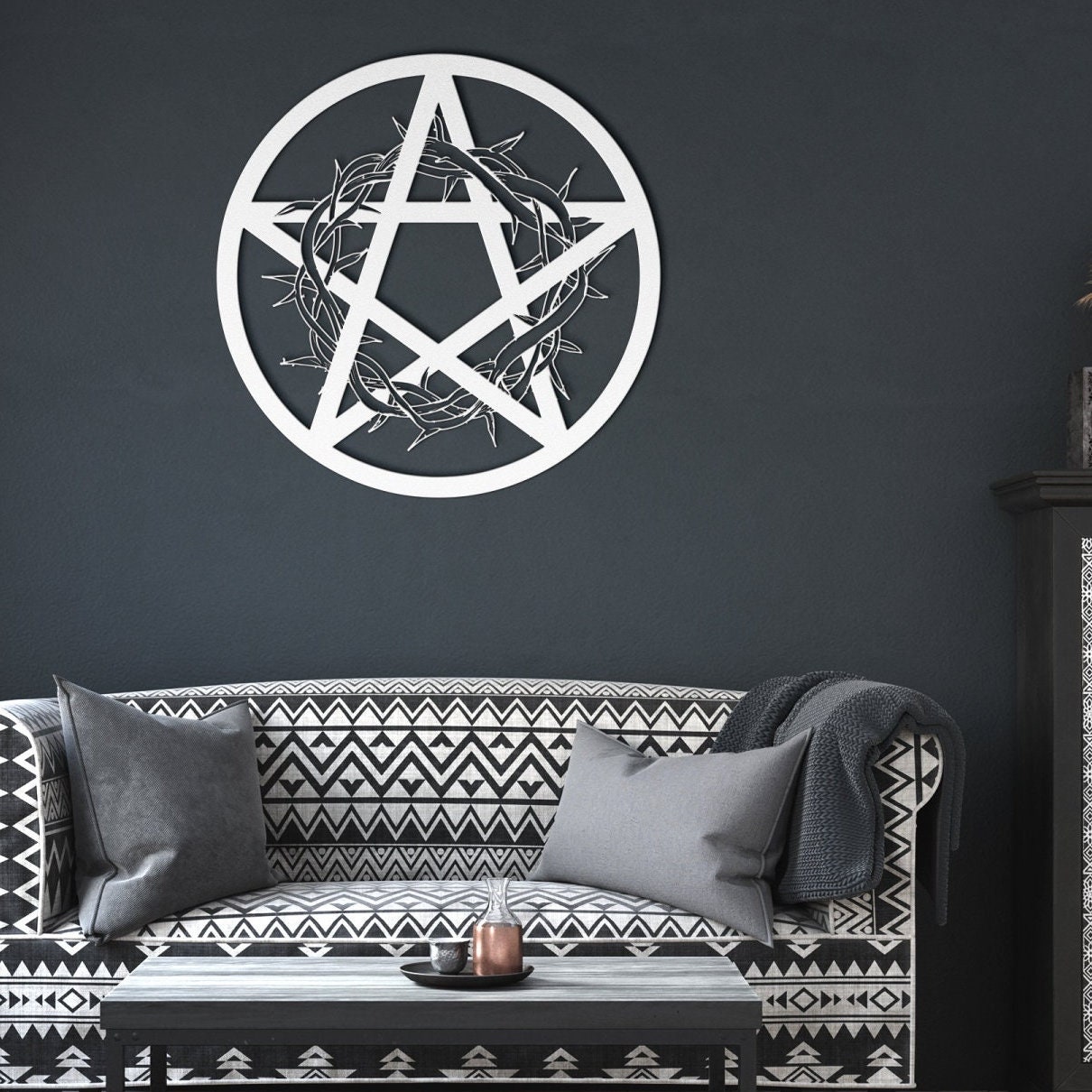 Wiccan Pagan Pentacle Pentagram Crown of Thorns Wall Art - Etsy