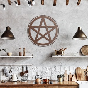 Wiccan Pagan Pentagram Pentacle Occult Metal Art Decor, Goth Home Decor ...