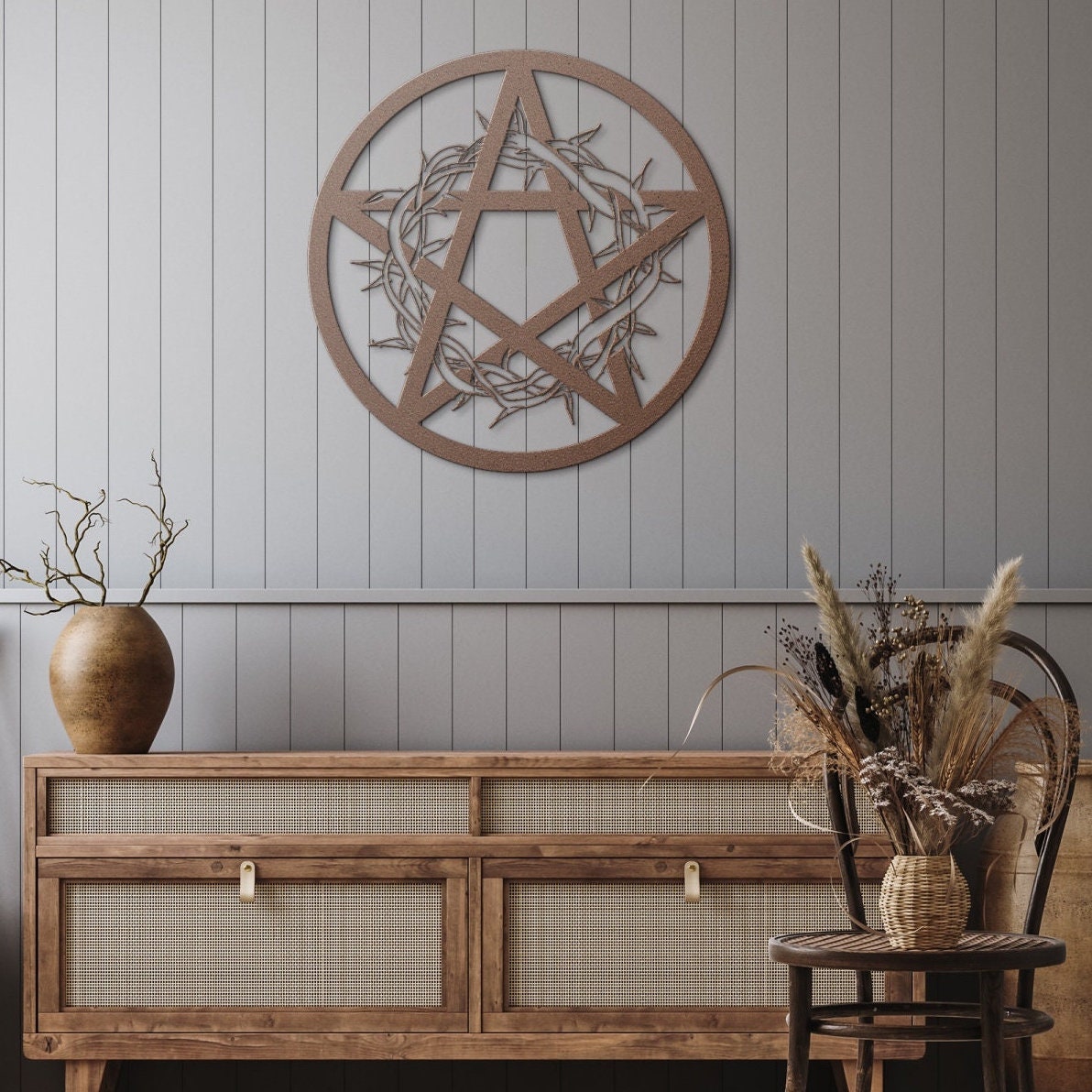 Wiccan Pagan Pentacle Pentagram Crown of Thorns Wall Art - Etsy