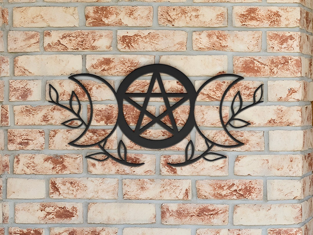 Wiccan Pagan Triple Moon Pentacle Pentagram Earthy Hecate Metal Art ...