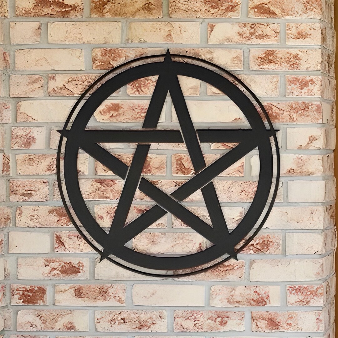 Wiccan Pagan Pentagram Pentacle Occult Metal Art Decor, Goth Home Decor ...