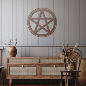 Wiccan Pagan Pentagram Pentacle Occult Metal Art Decor, Goth Home Decor ...