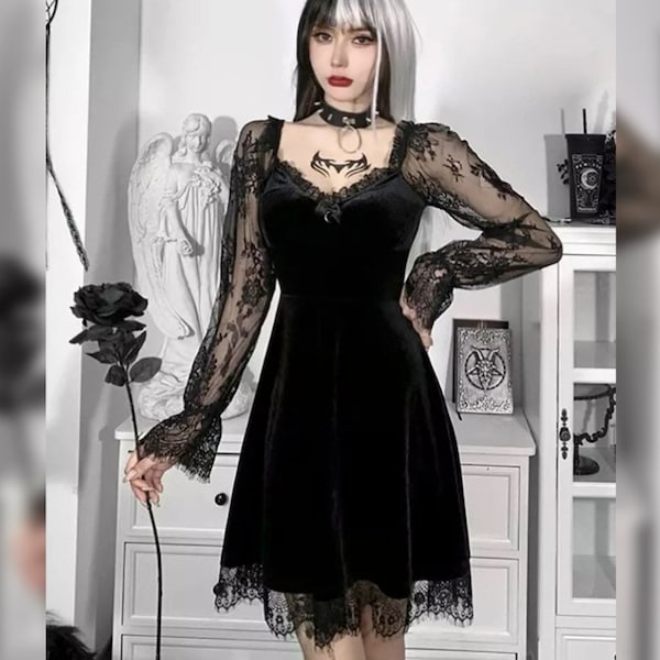Gothic Velvet Dress - Etsy